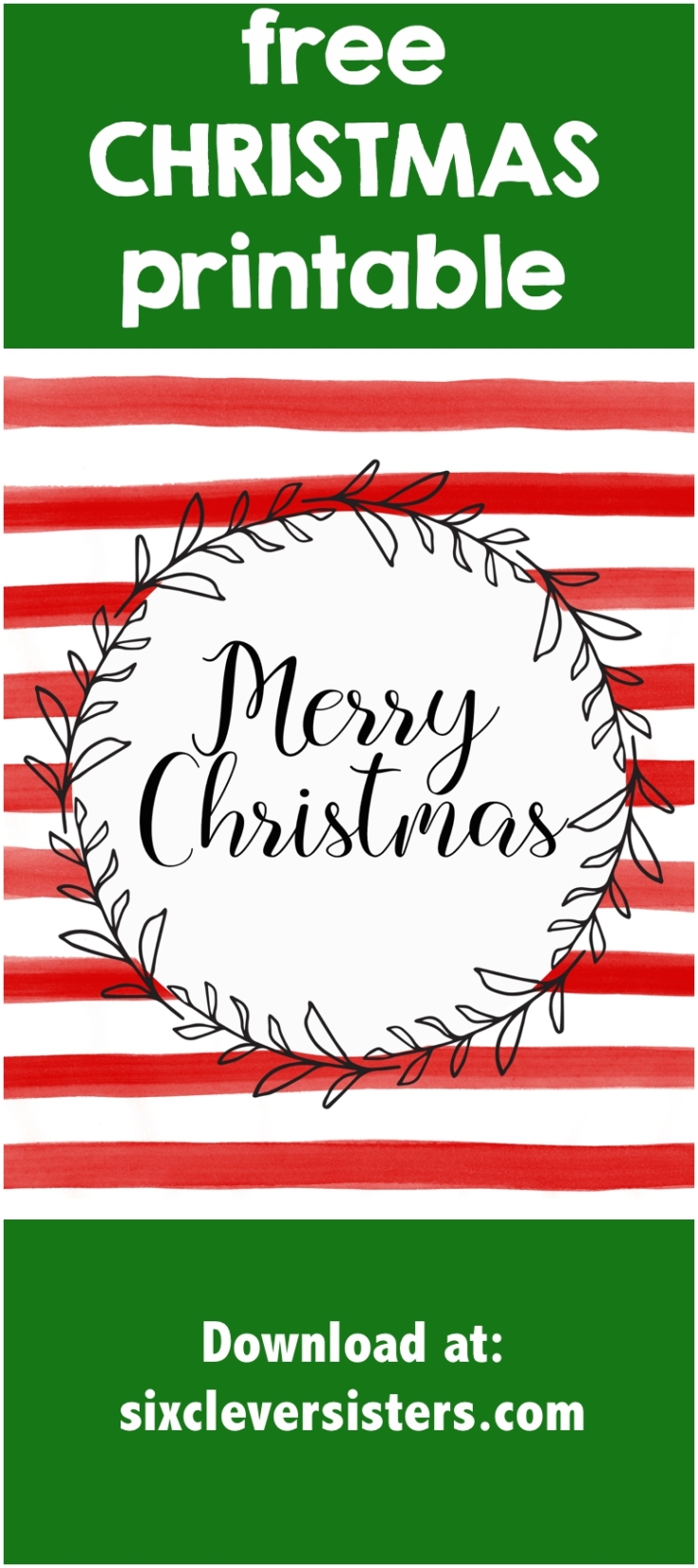 Printable "Merry Christmas" - Six Clever Sisters