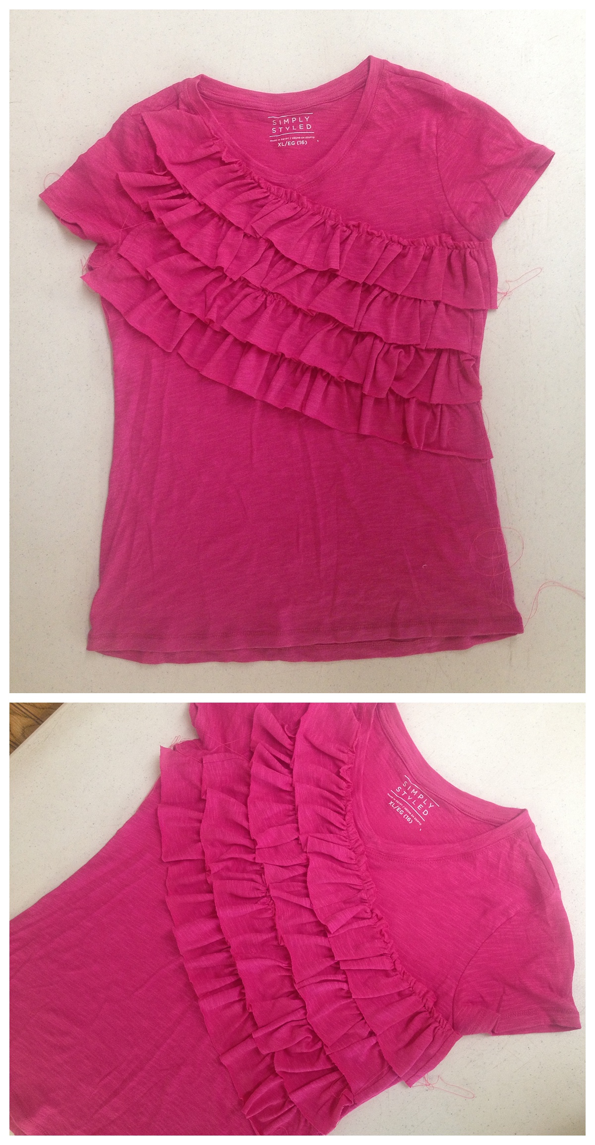 DIY Ruffle Shirt Tutorial - Upcycled T Shirt - Six Clever Sisters