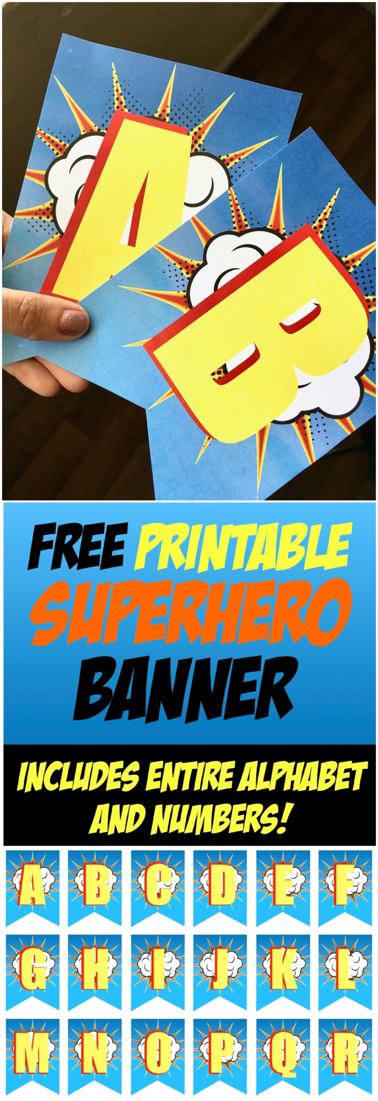 Superhero Birthday Party Free Printable Banner - Includes Entire ...
