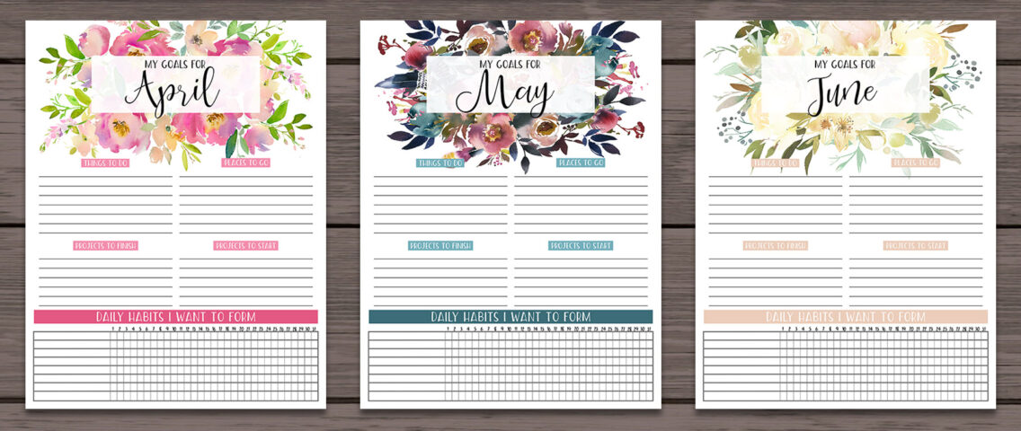 Monthly Goals Printable - Six Clever Sisters