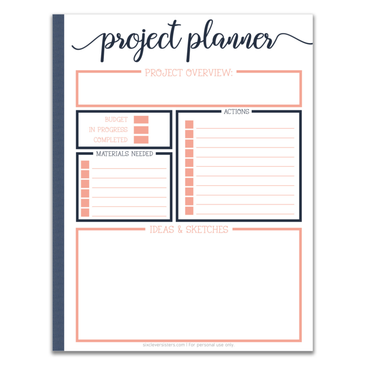 Project Planner | Free printable for your planner! - Six Clever Sisters
