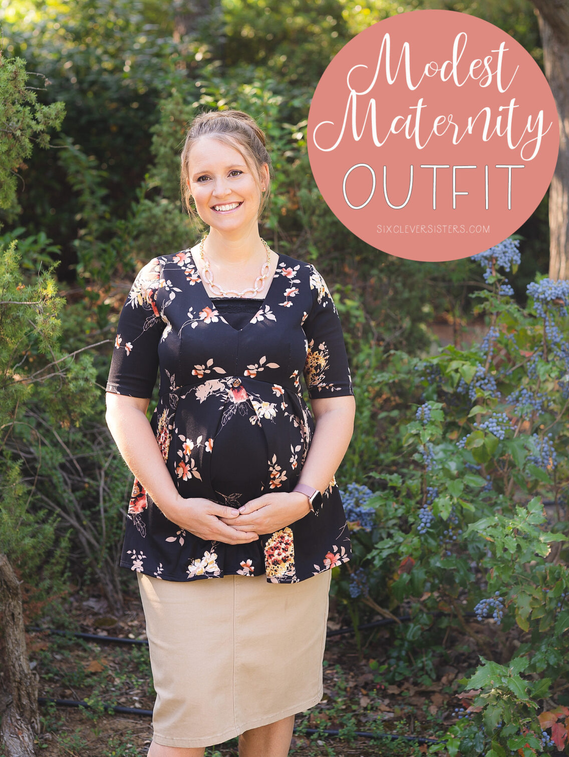 Modest Maternity - Khaki Maternity Skirt - Six Clever Sisters