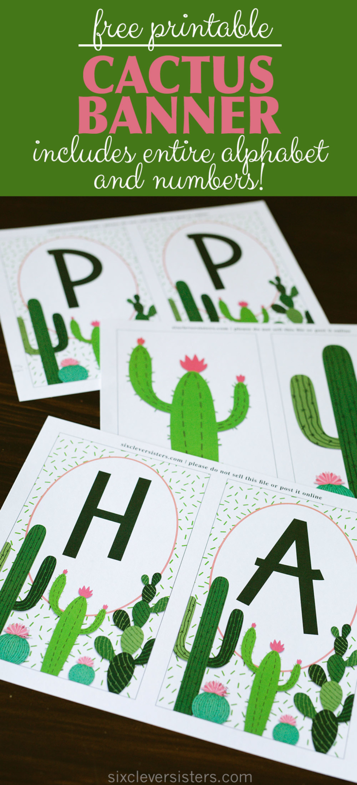 Cactus Banner { Free Printable } - Six Clever Sisters