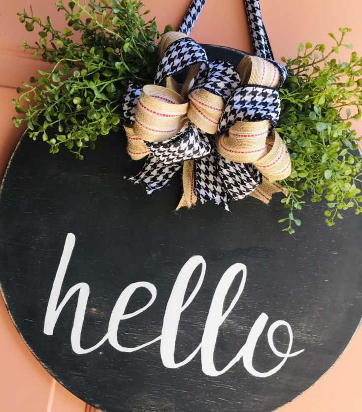 DIY Hello Front Door Sign - Six Clever Sisters