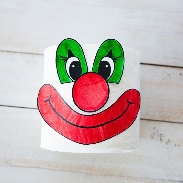Toilet Paper Clown {KIDS CRAFT} with free printables! - Six Clever Sisters