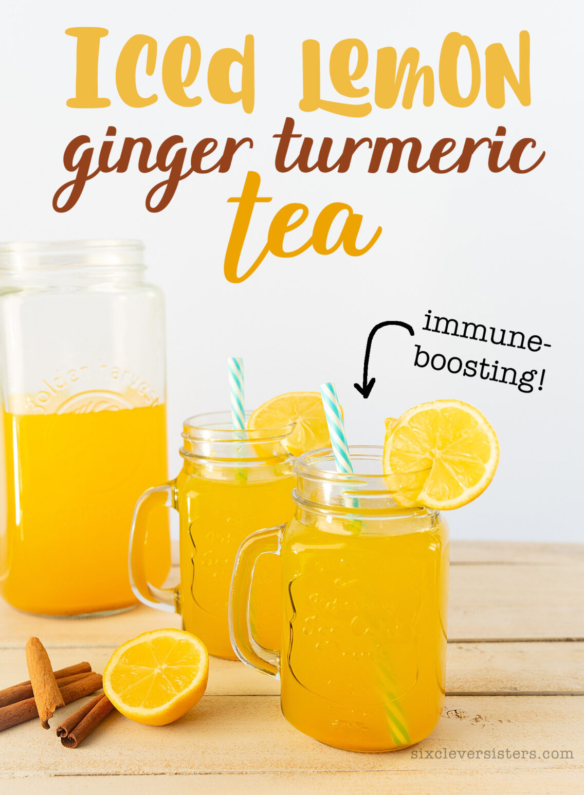 Iced Lemon Ginger Turmeric Tea - Six Clever Sisters