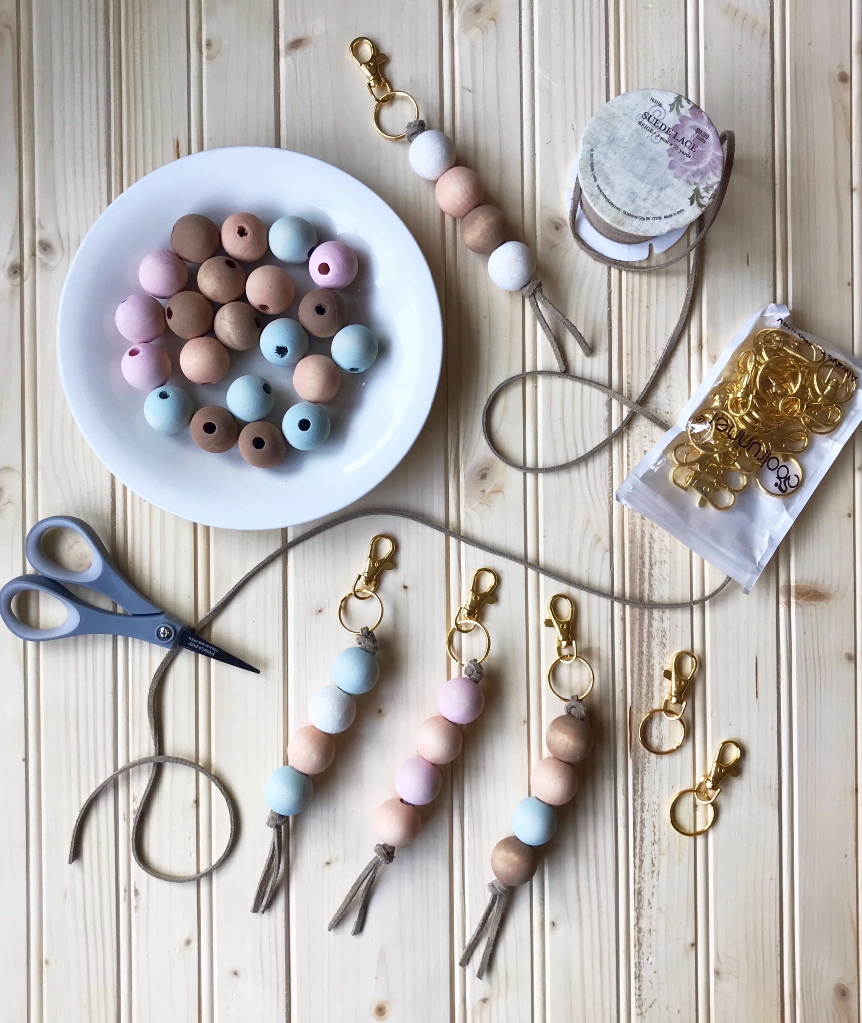 DIY Wood Bead Keychains - Six Clever Sisters
