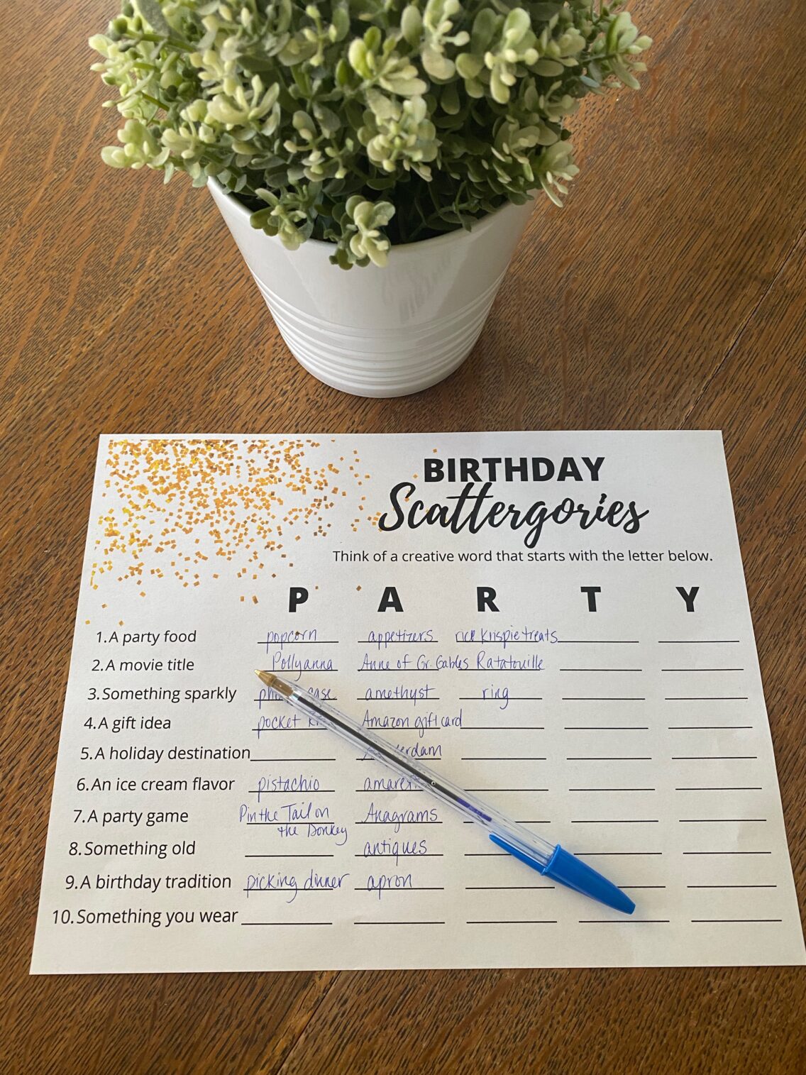 Free Printable Birthday Scattergories Game - Six Clever Sisters
