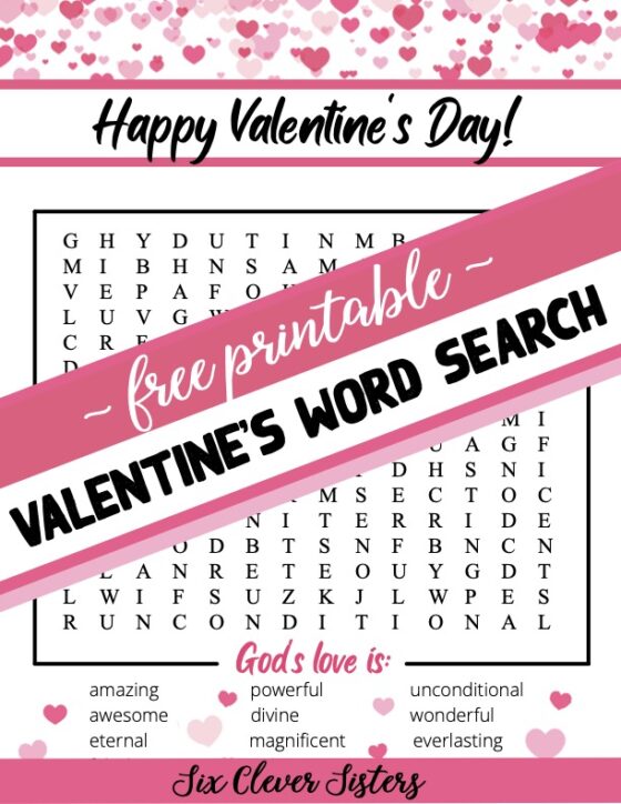 Valentine's Day Word Search - Six Clever Sisters