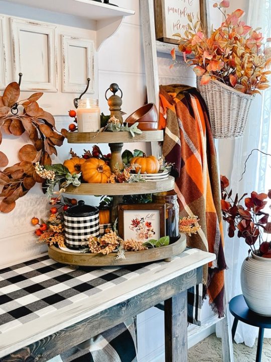 20 Tiered Tray Fall Decor Ideas - Six Clever Sisters