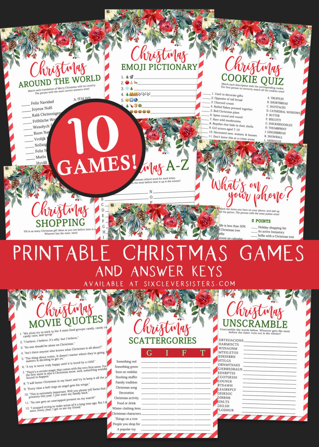 Printable Christmas Games for Parties - Six Clever Sisters