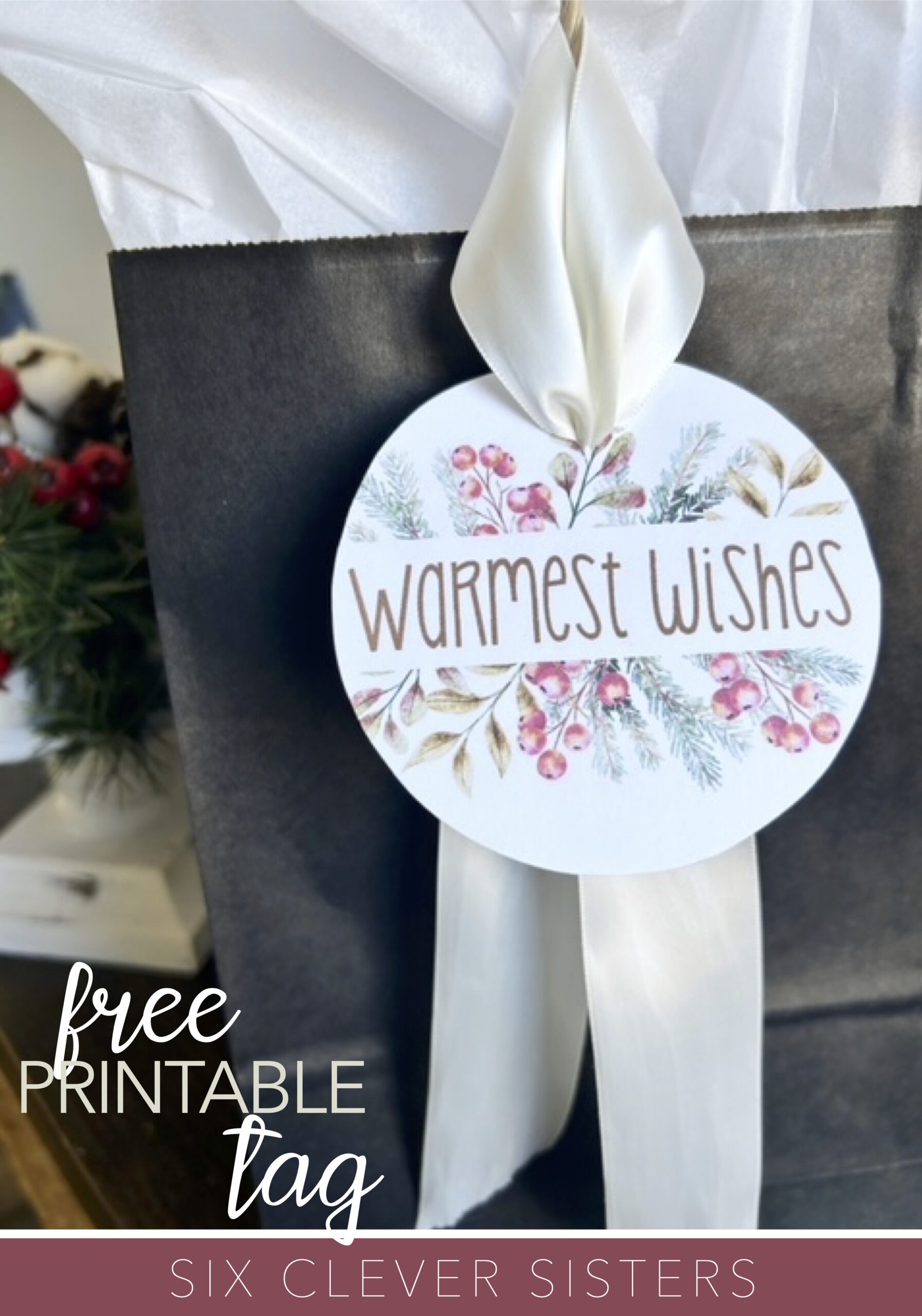 Round Christmas Tag - Six Clever Sisters