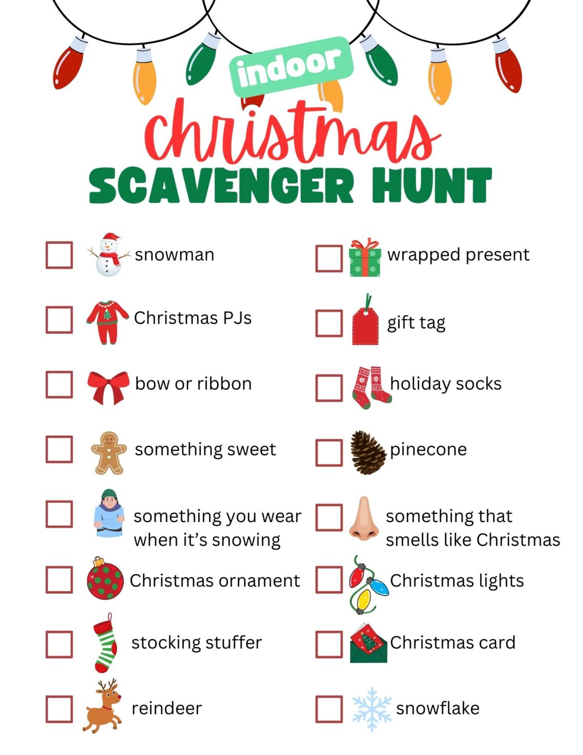 Free Printable Christmas Scavenger Hunt - Six Clever Sisters