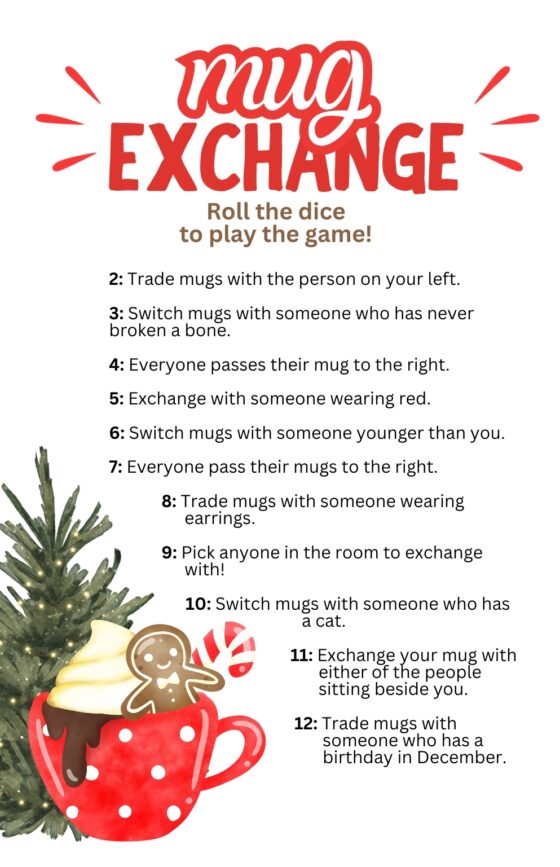 Free Printable Christmas Mug Exchange Game - Six Clever Sisters