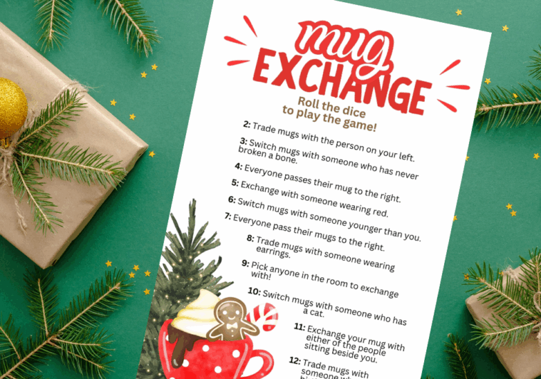 Free Printable Christmas Mug Exchange Game - Six Clever Sisters