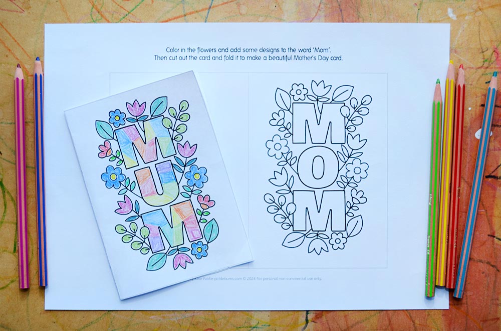 Mothers Day Cards To Colour Six Clever Sisters