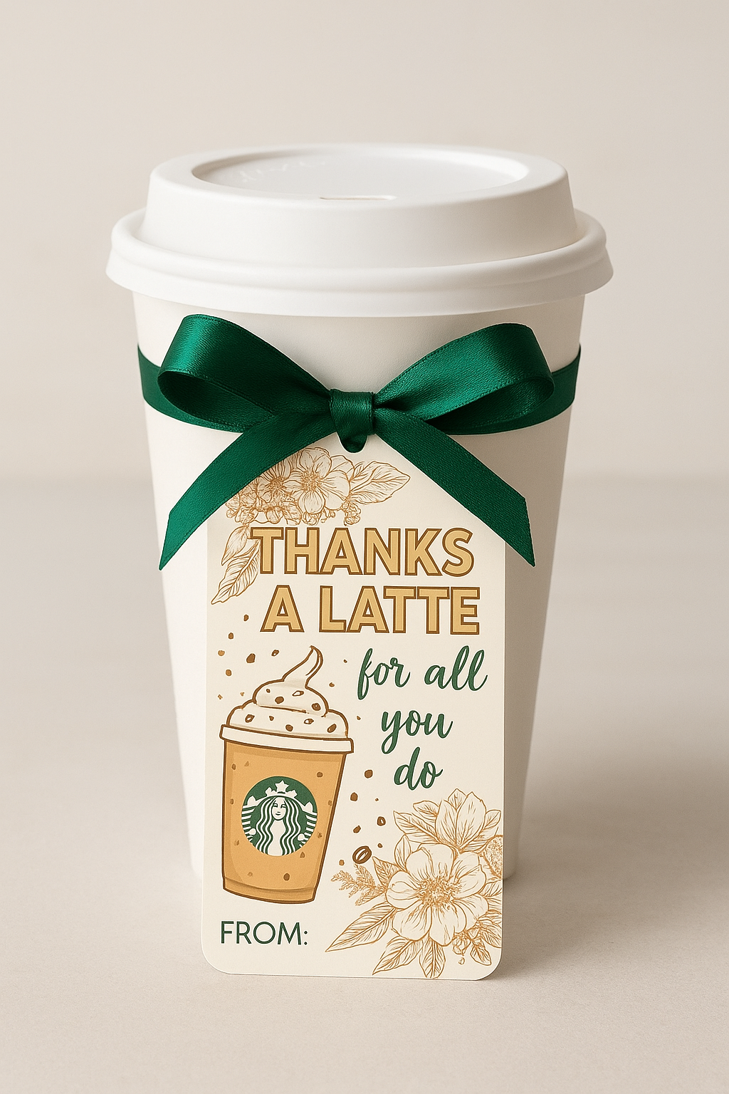 Thanks a Latte Printable Tag - Teacher Gift Idea - Six Clever Sisters
