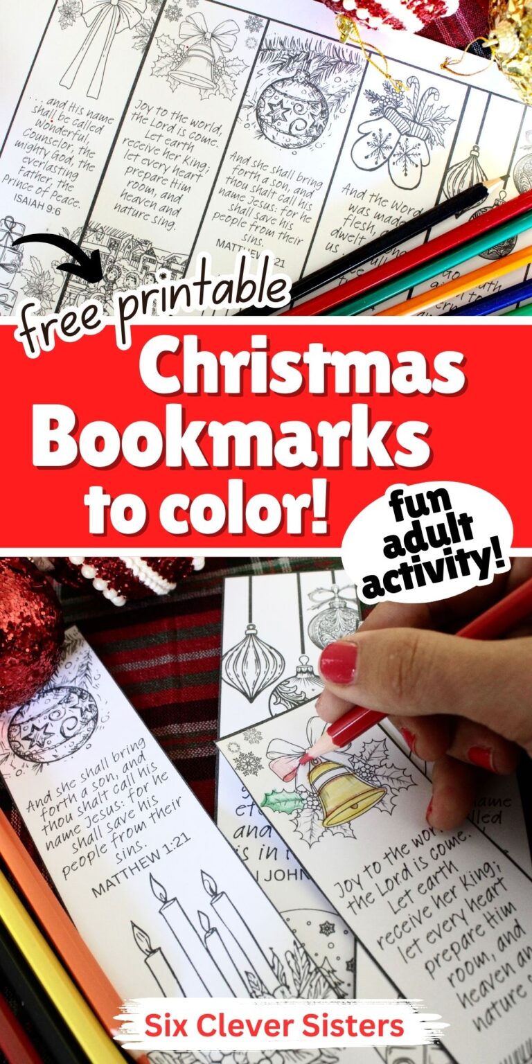 Free Printable Christmas Bookmarks to Color (5 Designs!) - Six Clever ...
