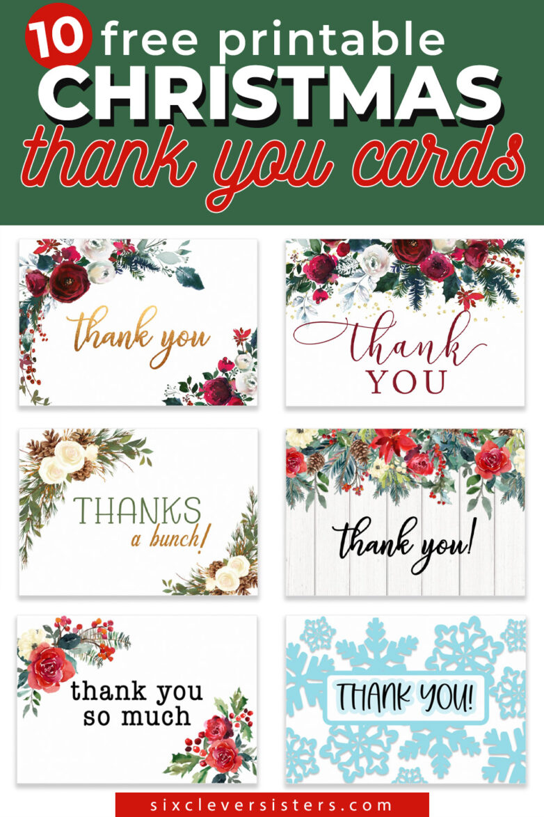 Free Printable Thank You Cards for Christmas Notes - Six Clever Sisters