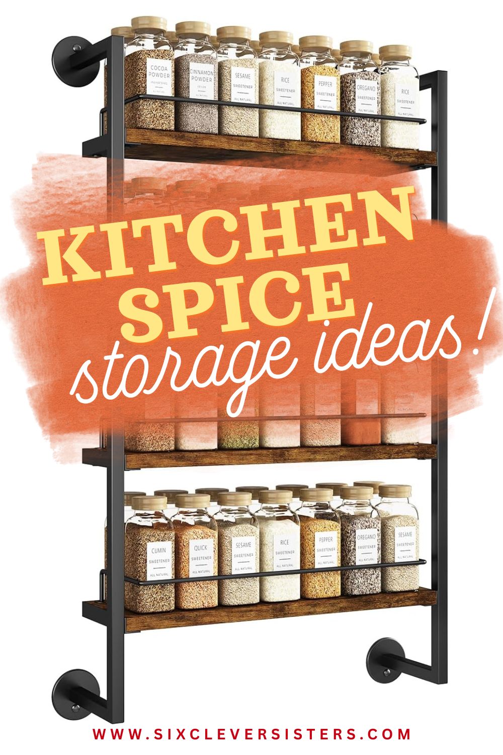Kitchen Spice Storage Ideas - Racks and Organization - Six Clever Sisters